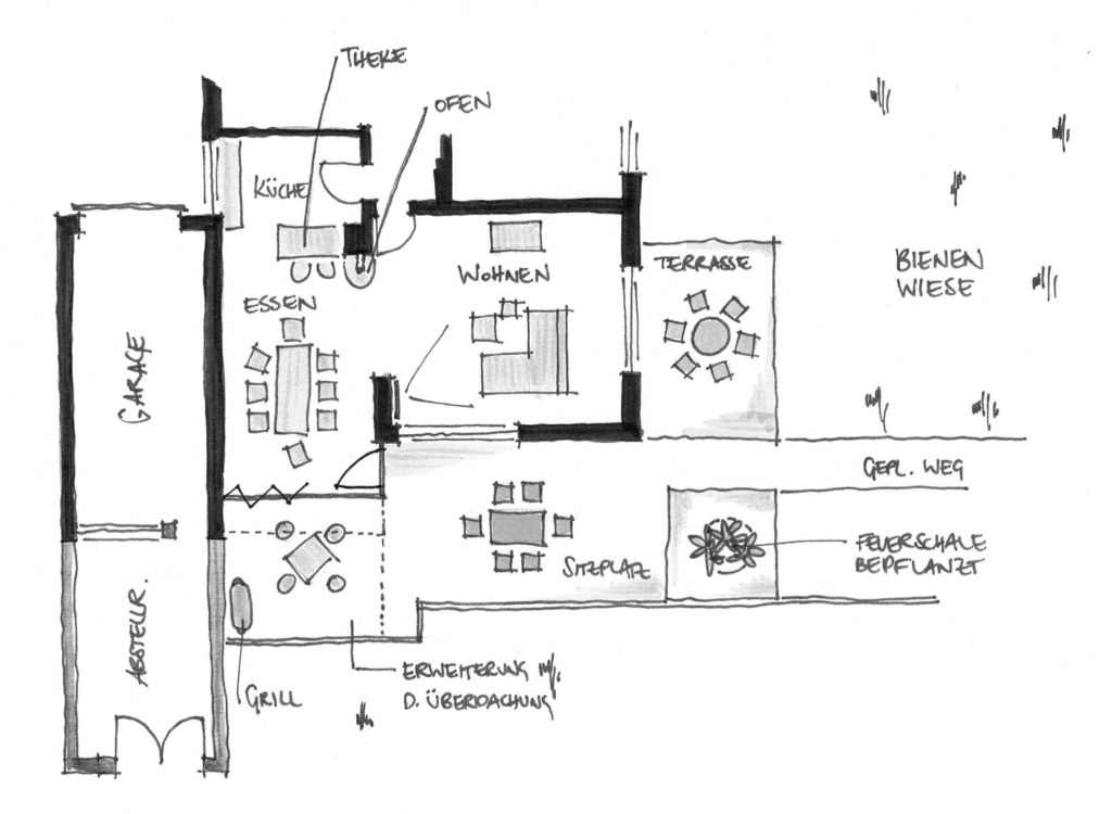 Entwurf für einen Anbau an ein bestehendes Einfamilienwohnhaus mit ...